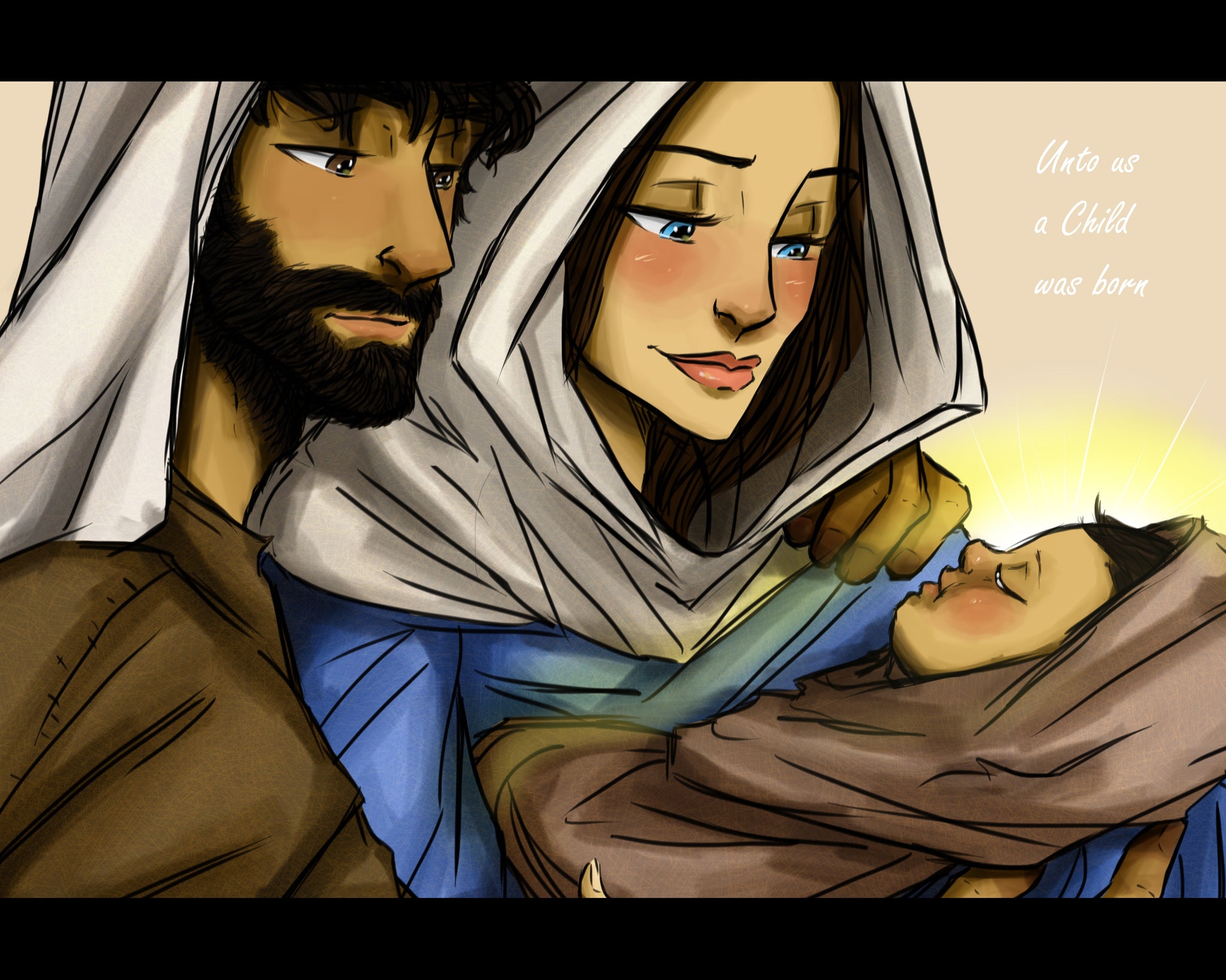 Baby Jesus, Mary, & Joseph Inspirational Nativity Art Print | INSIDE ...