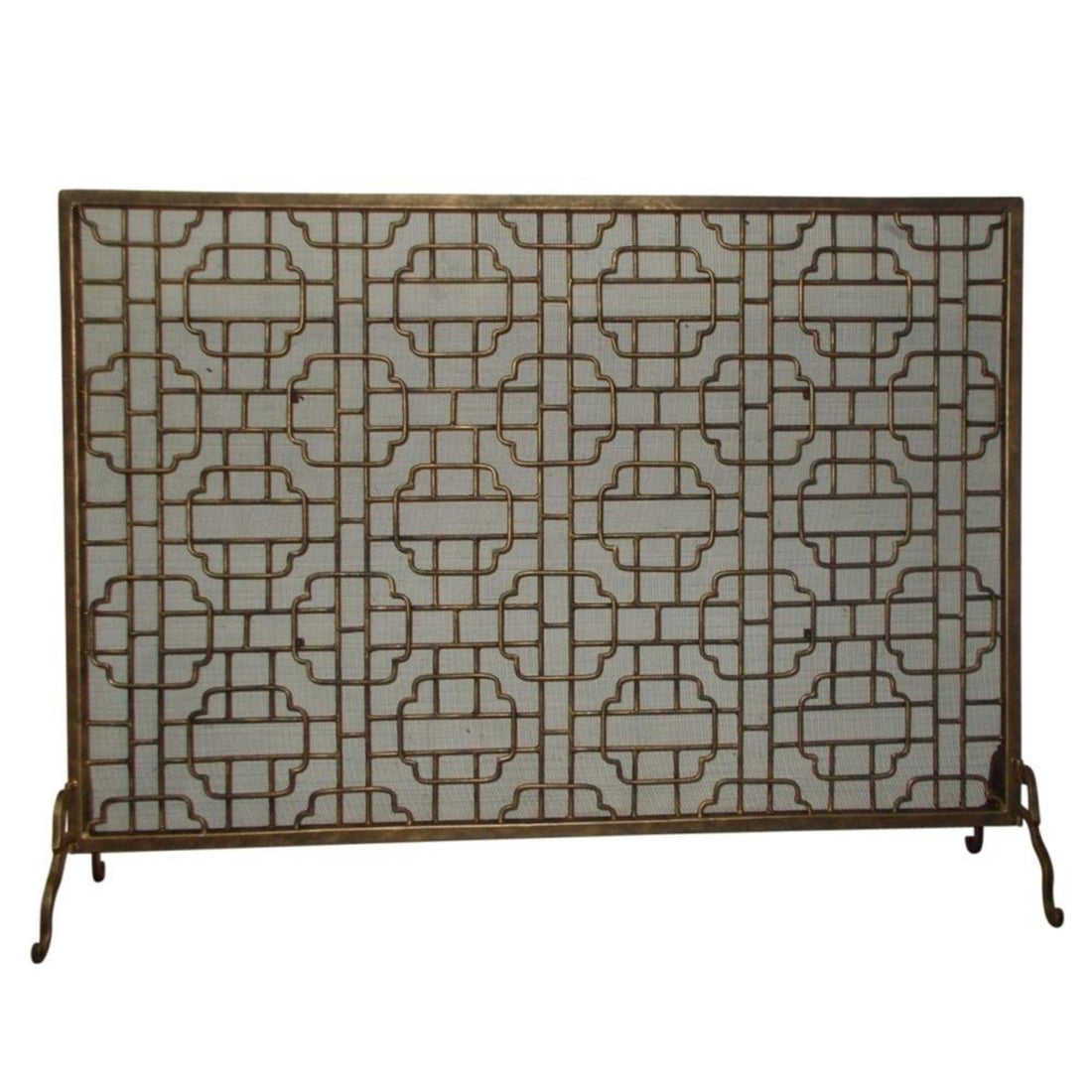 Large Geometric Design Fire Screen - Fire Hearth Single Panel Screen ...